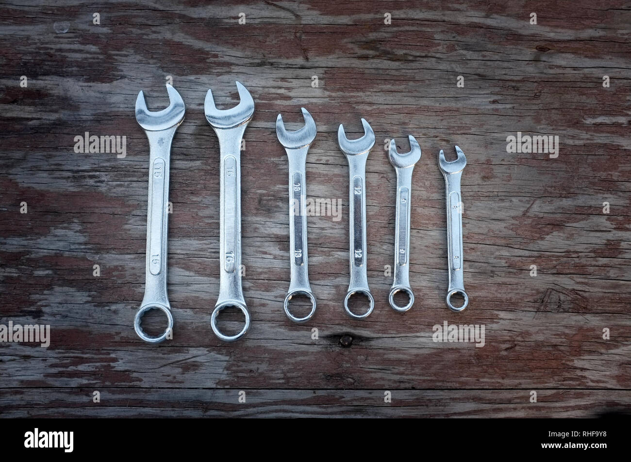 Craftsman tools isolated on wood background Stock Photo - Alamy