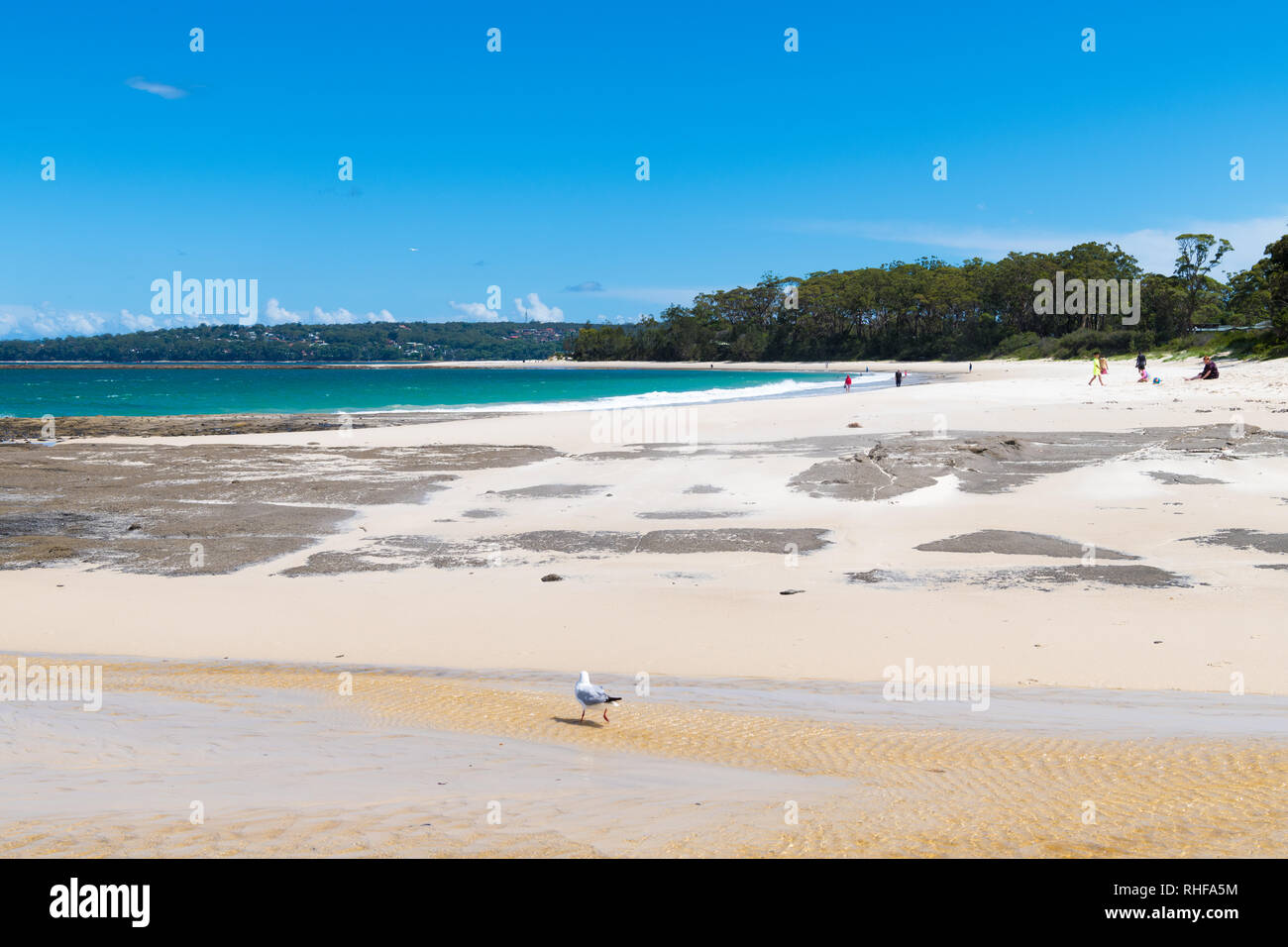 Huskisson, NSW, Australia-December 22, 2018: View over the beach in the ...