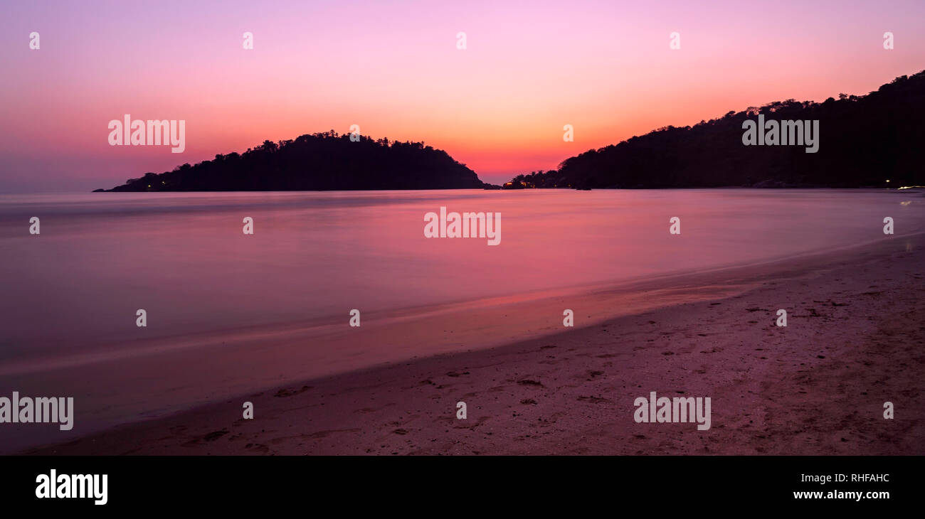 Beach landscape and sea at night tour in the ocean hi-res stock ...