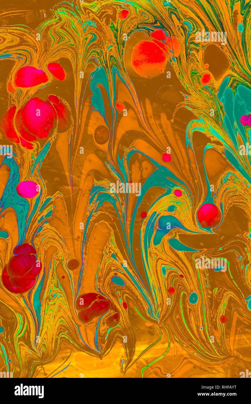 Traditional Ottoman Turkish abstract marbling art patterns as ...