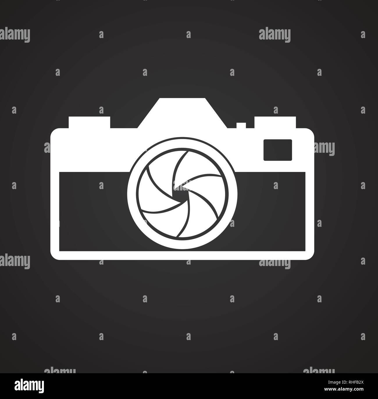 Photo camera icon set on black background for graphic and web design ...