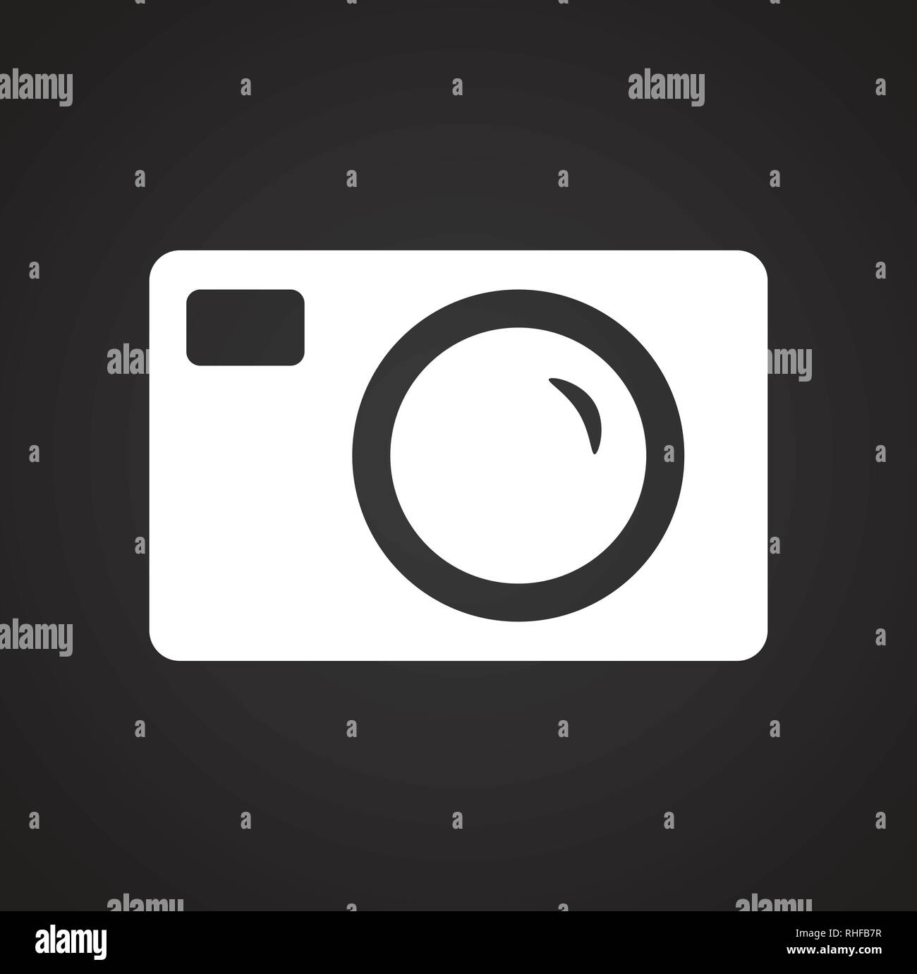 Photo camera icon set on black background for graphic and web design ...