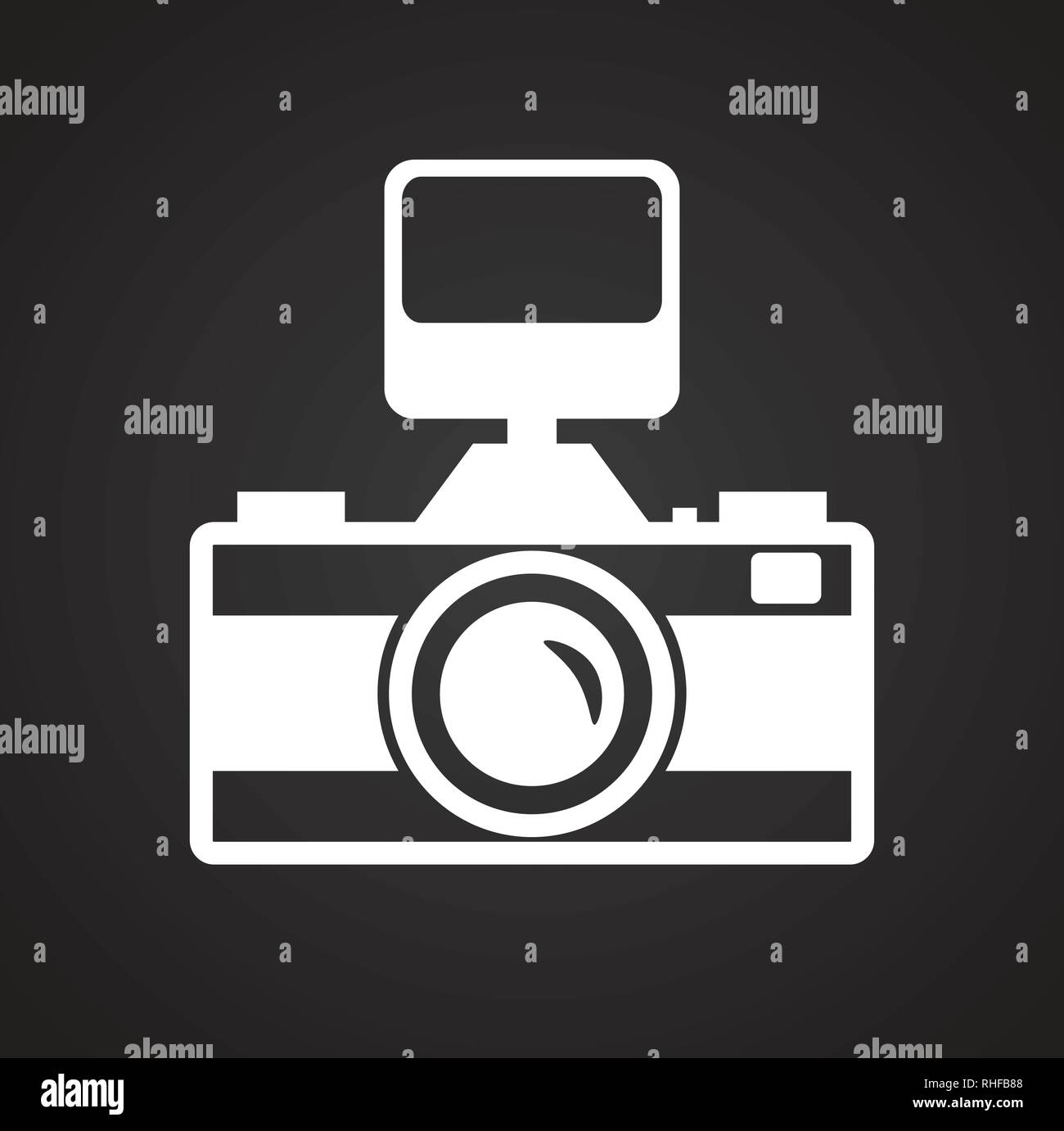 Photo camera icon set on black background for graphic and web design ...