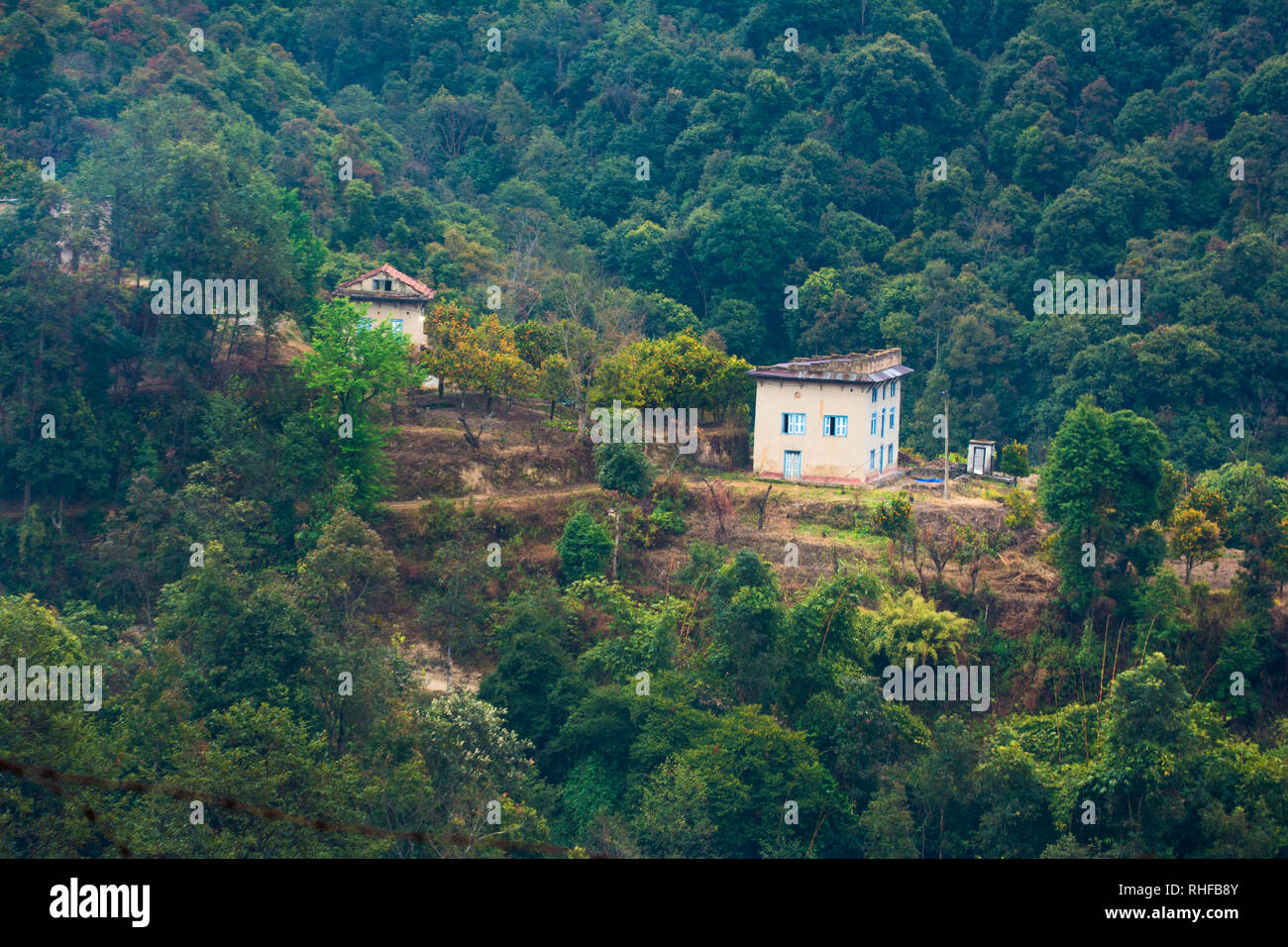 primitive small houses in nepalese village beautiful landscape in Nepal ...