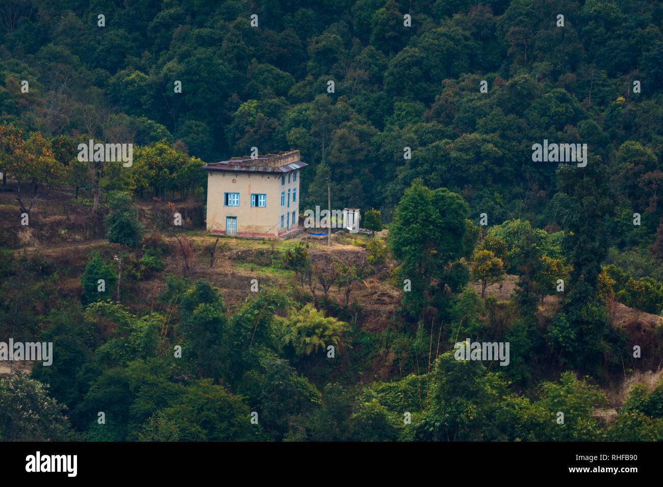 primitive small houses in nepalese village beautiful landscape in Nepal ...
