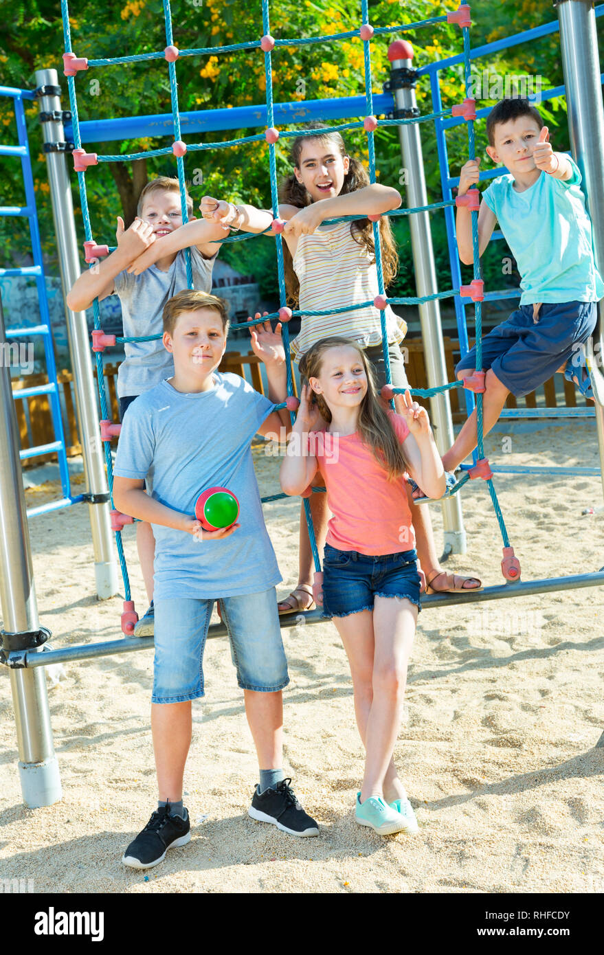 Group of children playing at the playground Stock Photo - Alamy