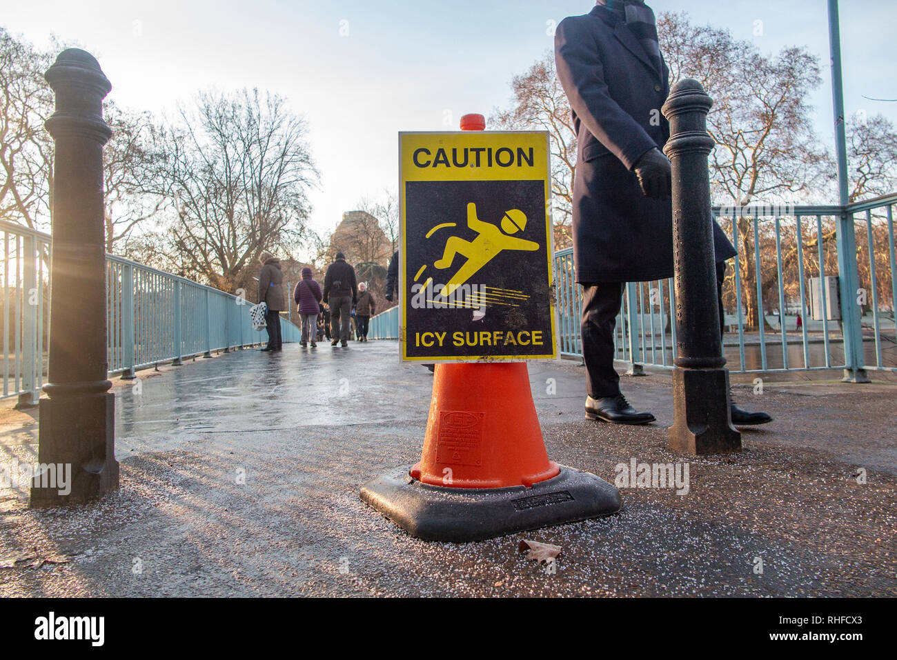 Warning ice slippery surface sign hi-res stock photography and images ...