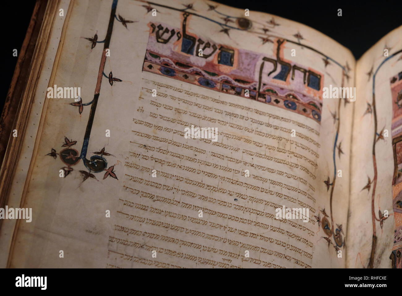 Jerusalem, Israel. 2nd February, 2019. A medieval handwritten ...