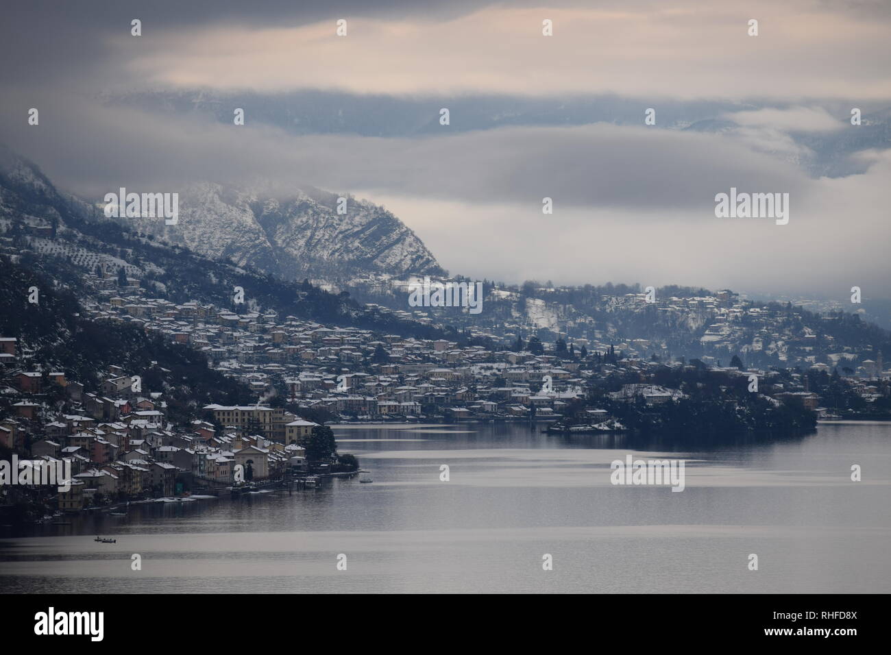 Lake Como, Italy after a snowstorm Stock Photo - Alamy