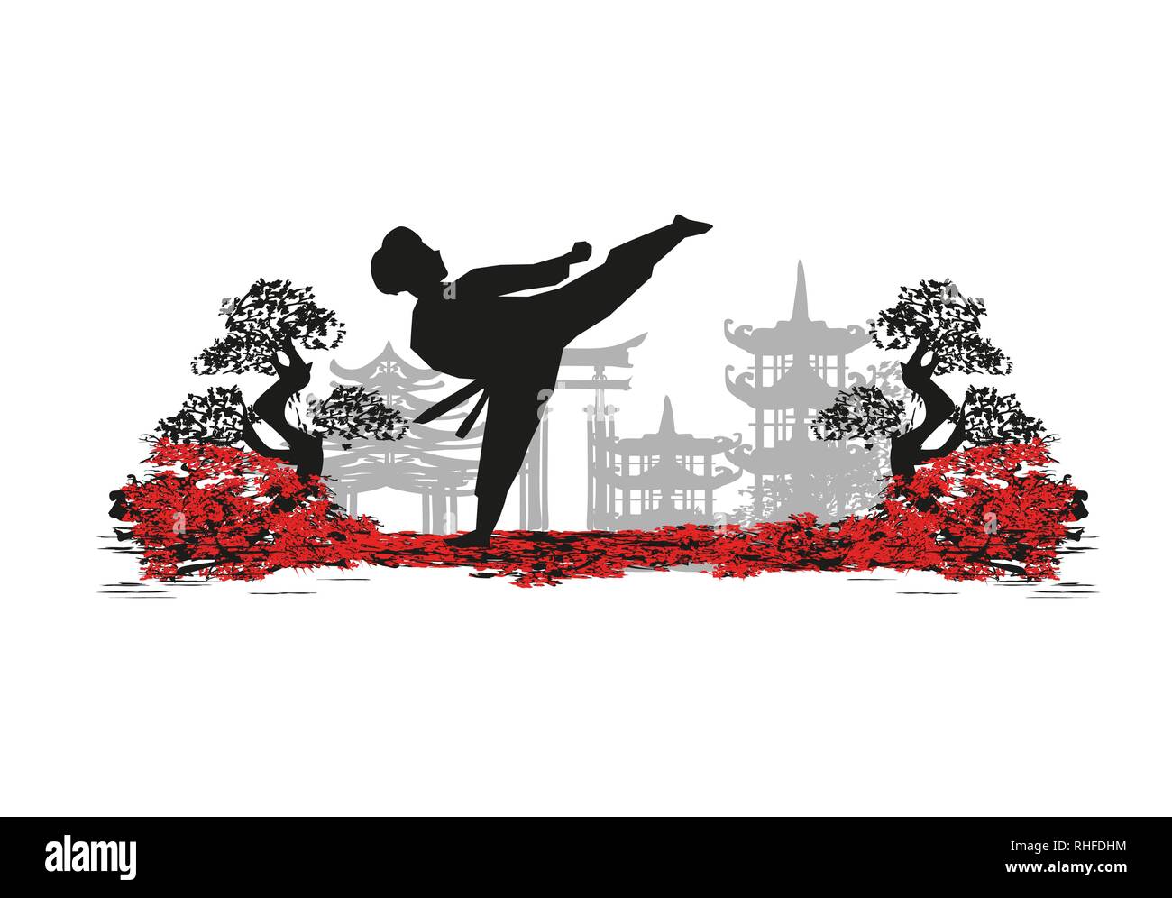 Creative abstract illustration of karate fighter Stock Vector Image ...