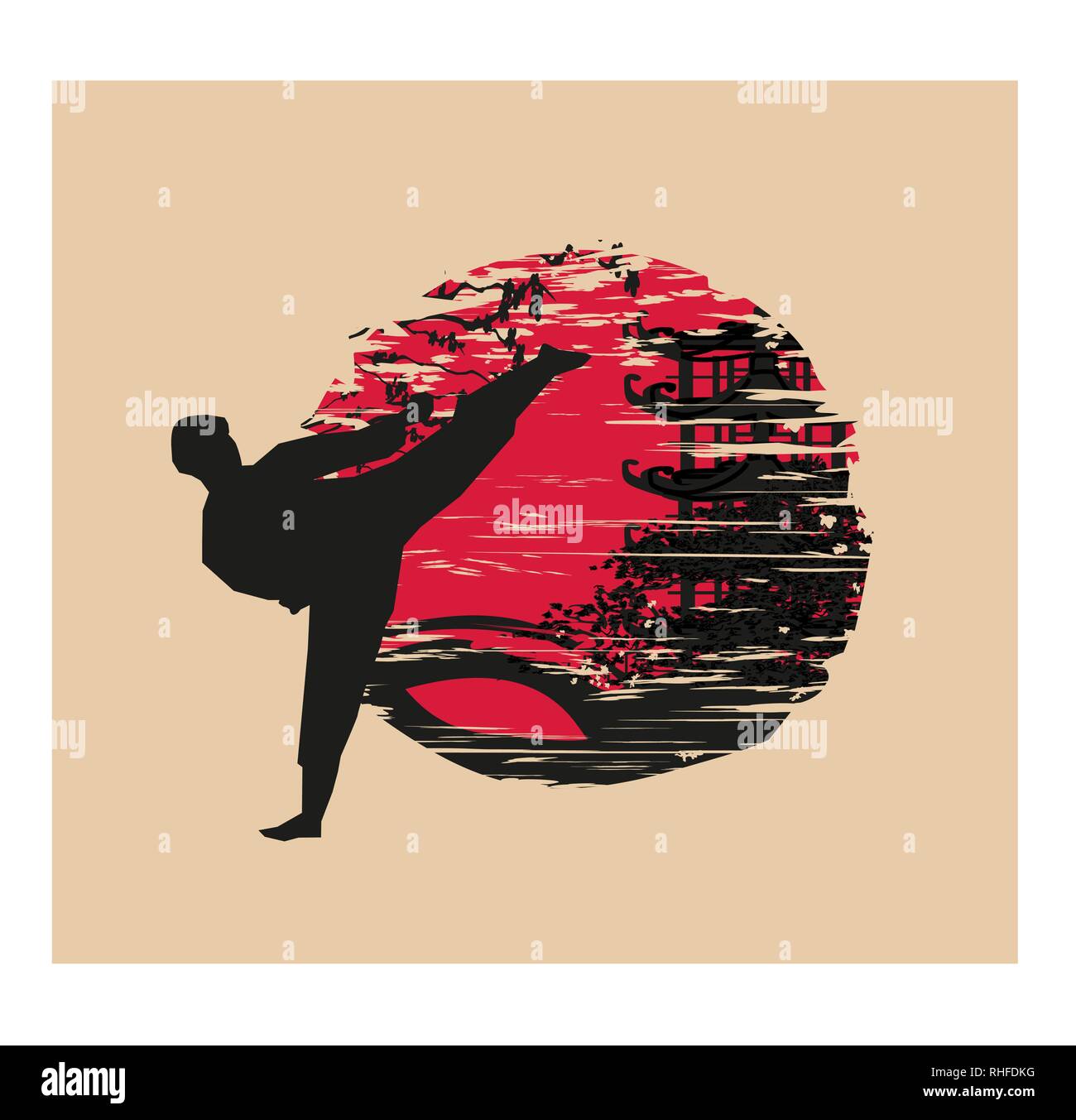 Creative abstract illustration of karate fighter Stock Vector Image ...