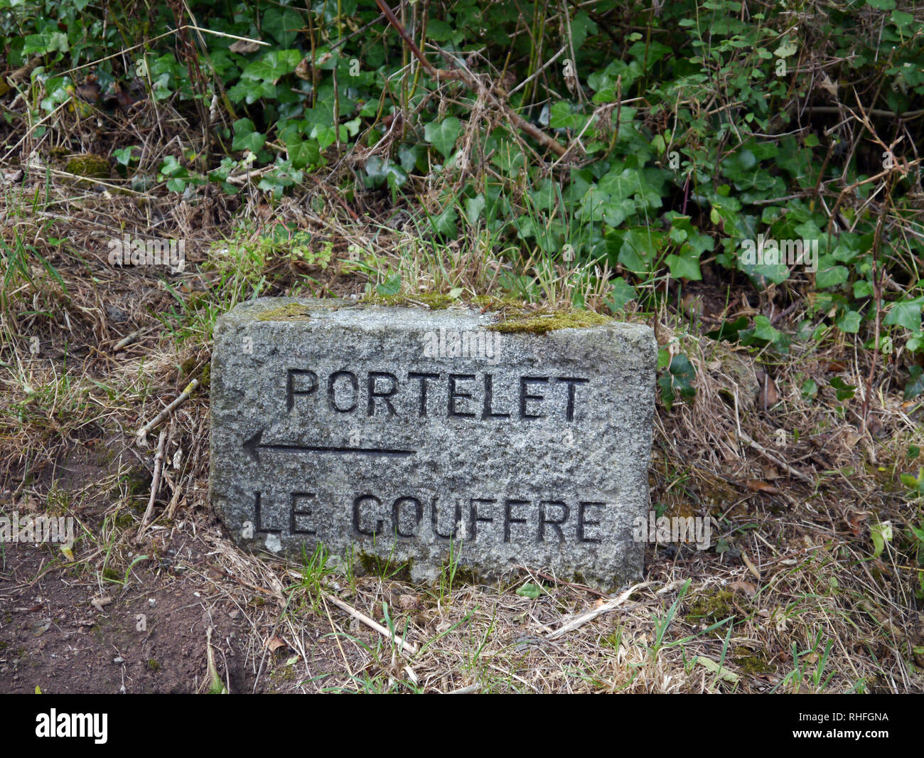 Engraved Stone Waymarker for Portelet Bay & Le Gouffre on the Coastal ...