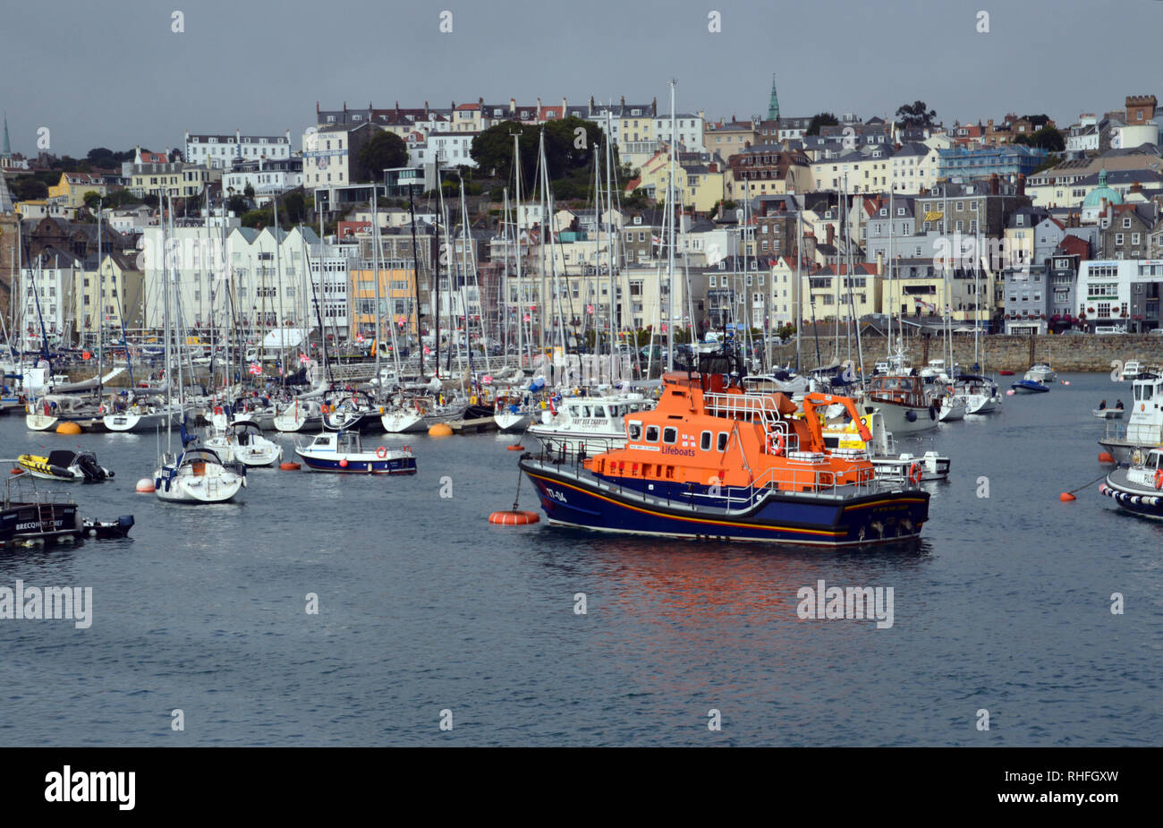 The RNLI Severn class Lifeboat 'Spirit of Guernsey' Moored up in St ...