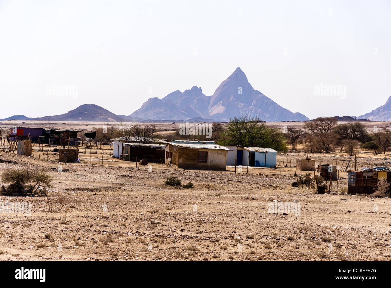 Spitzkoppe area, Namibia- August 28, 2012: A hut in front of a stall ...