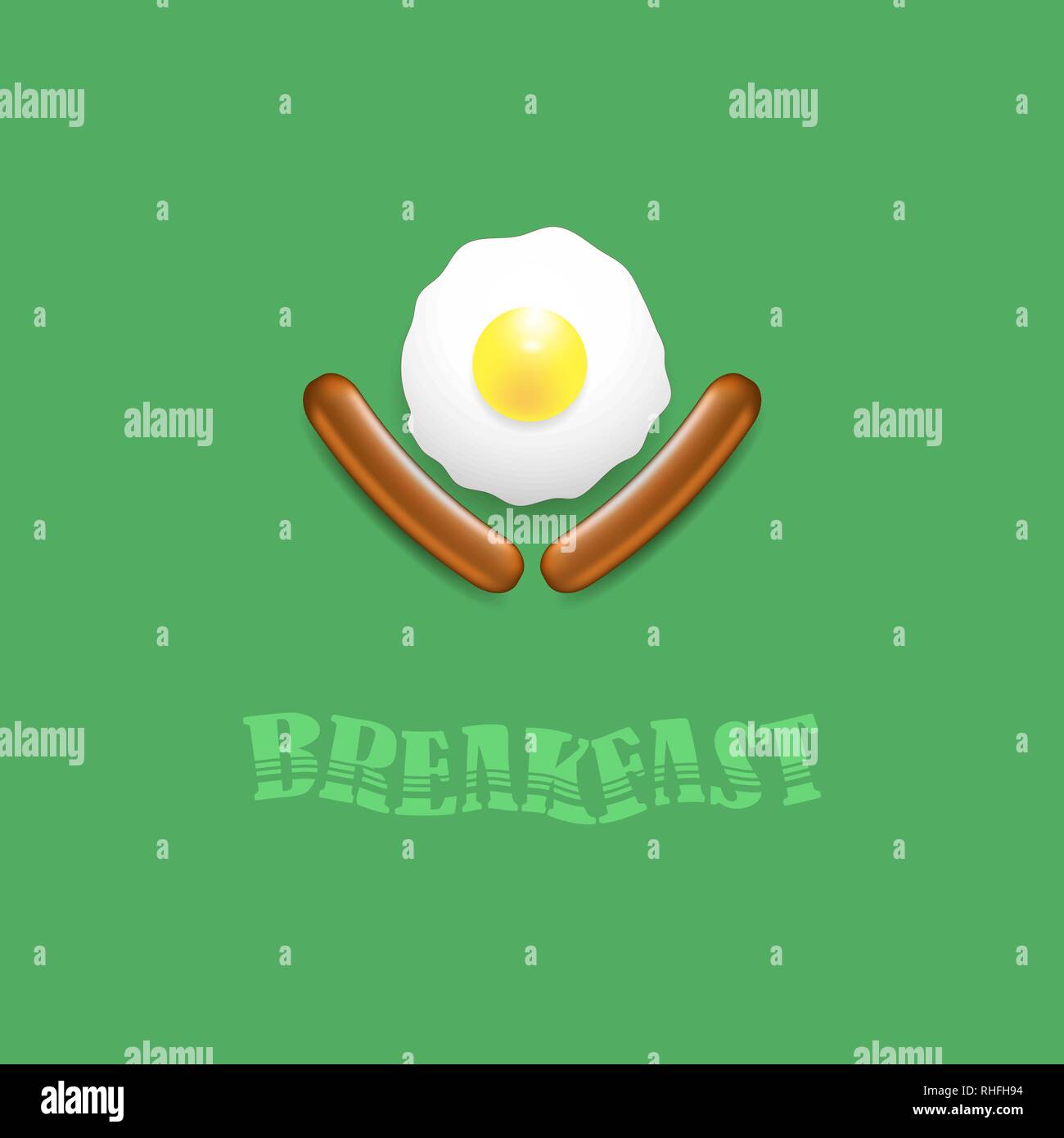 Breakfast Icon with Natural Egg and Two Sausages Stock Vector Image ...