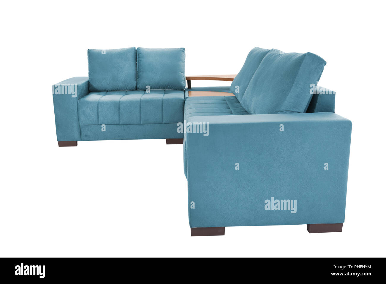 modern blue suede couch sofa isolated on white background Stock Photo ...