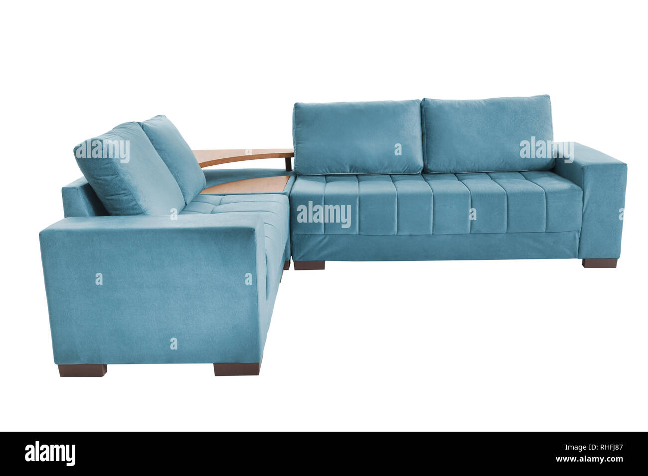 modern blue suede couch sofa isolated on white background Stock Photo ...