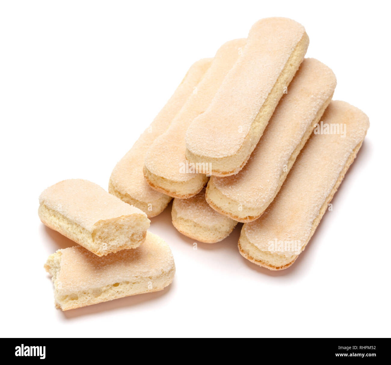 Traditional Italian Savoiardi ladyfingers Biscuits on White Background ...