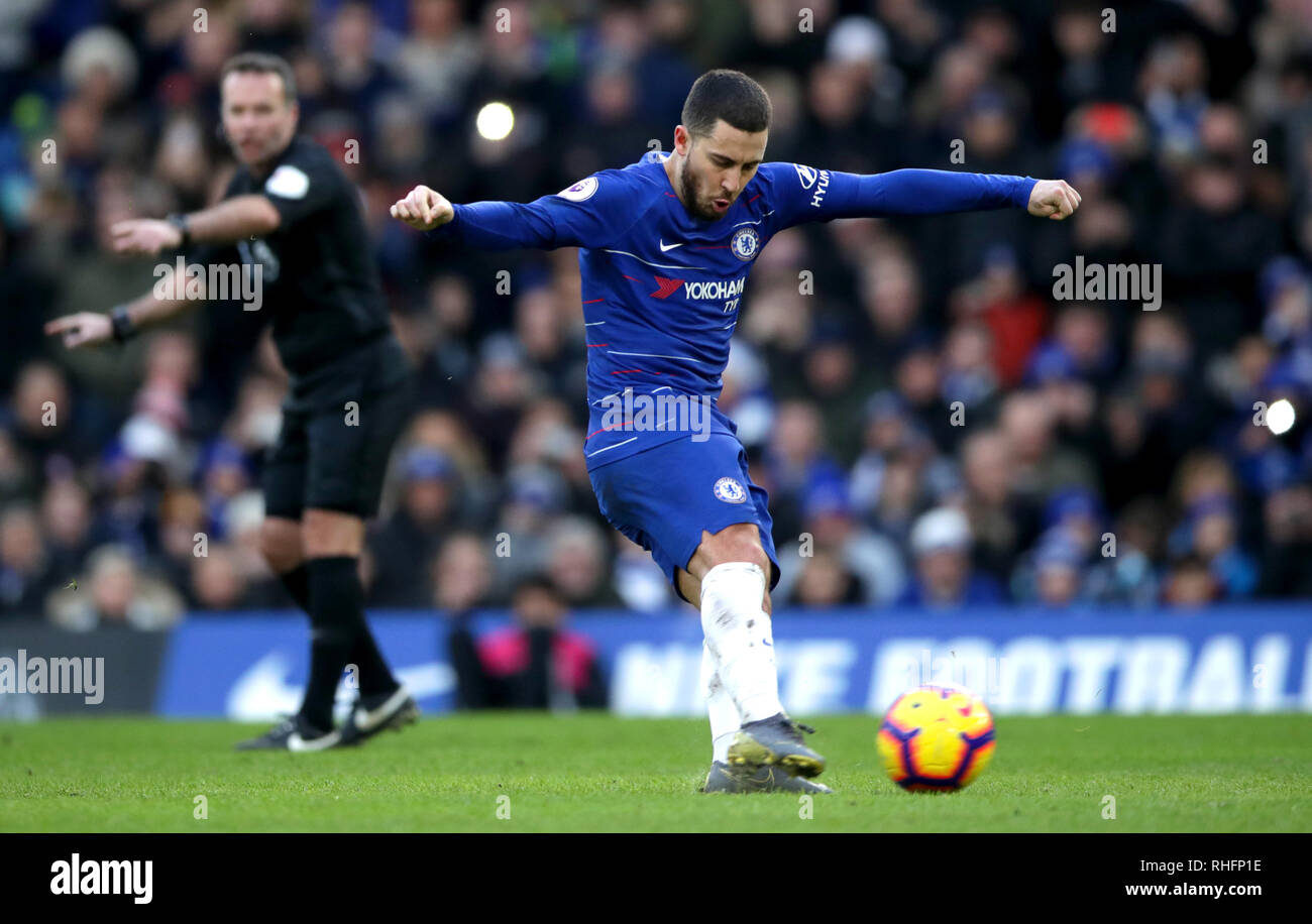 Chelsea's Eden Hazard scores his side's second goal of the game during ...