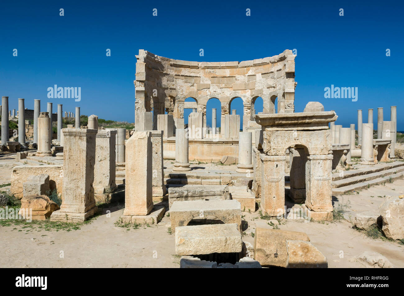 Archaeological site of Leptis Magna, Libya - 10/30/2006: The ...
