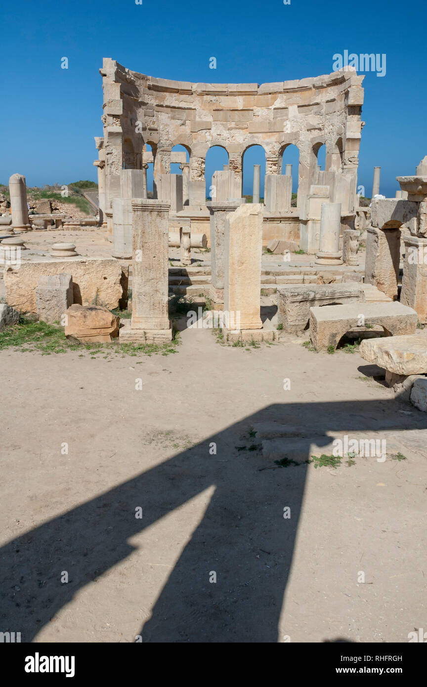 Archaeological site of Leptis Magna, Libya - 10/30/2006: The Marketplace in the ancient Roman ...