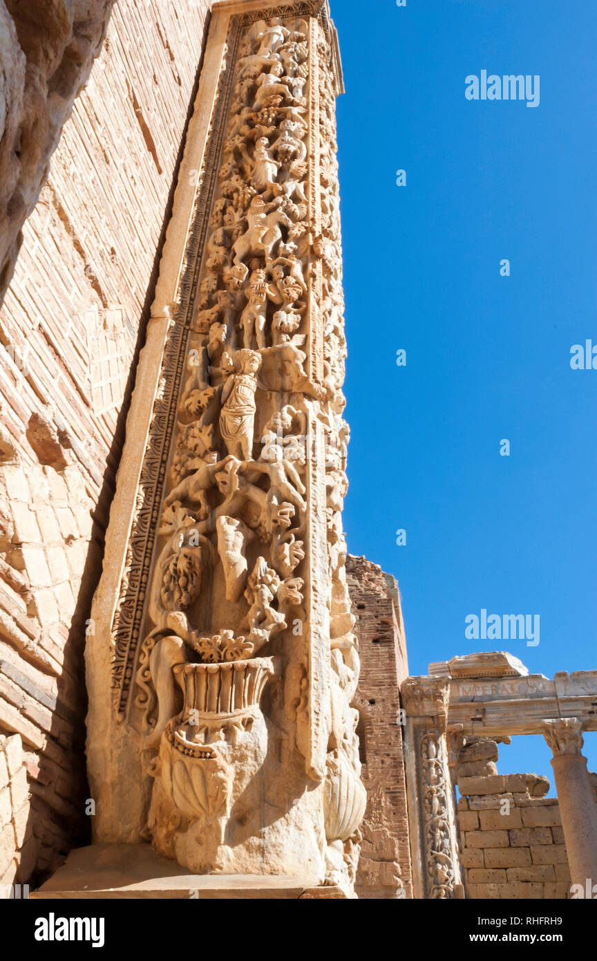 Archaeological site of Leptis Magna, Libya - 10/30/2006: The Column of ...
