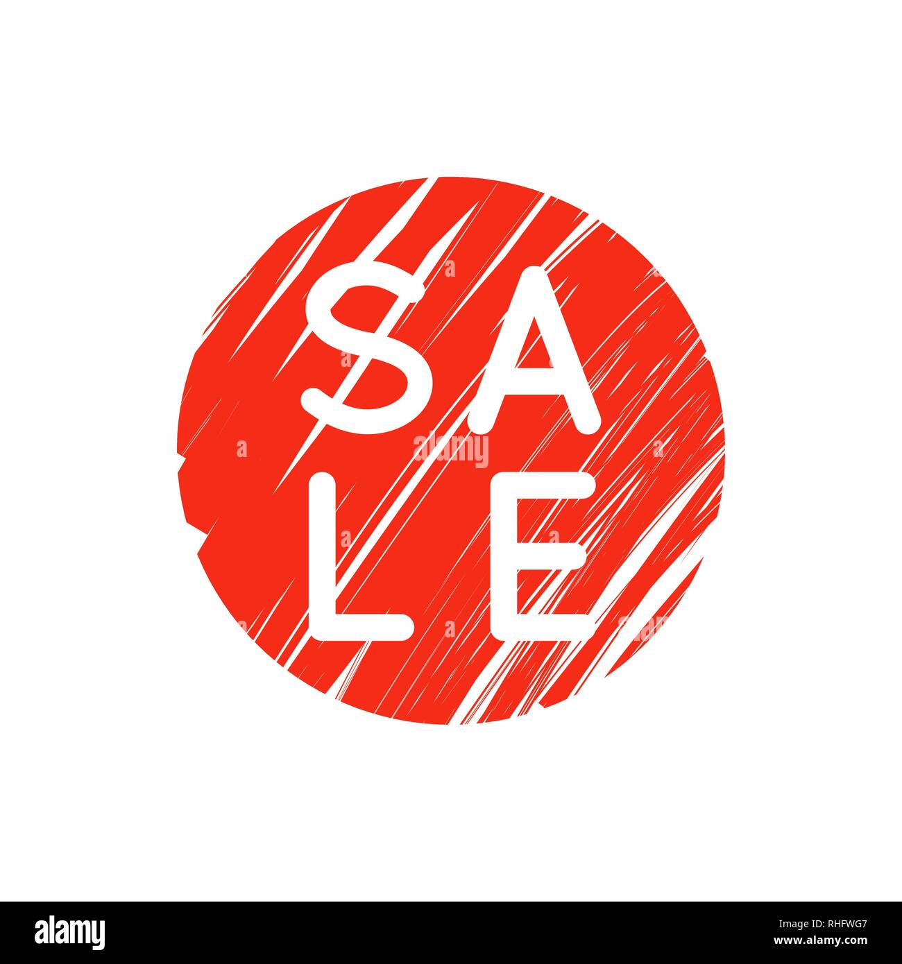 Bright red round retro sale badge isolated on white Stock Vector Image ...