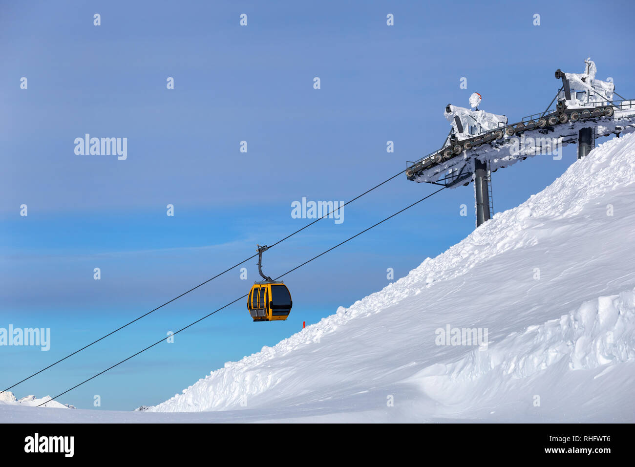 Ski resort. Gondola lift. Cabin of ski-lift in the ski resort Stock ...