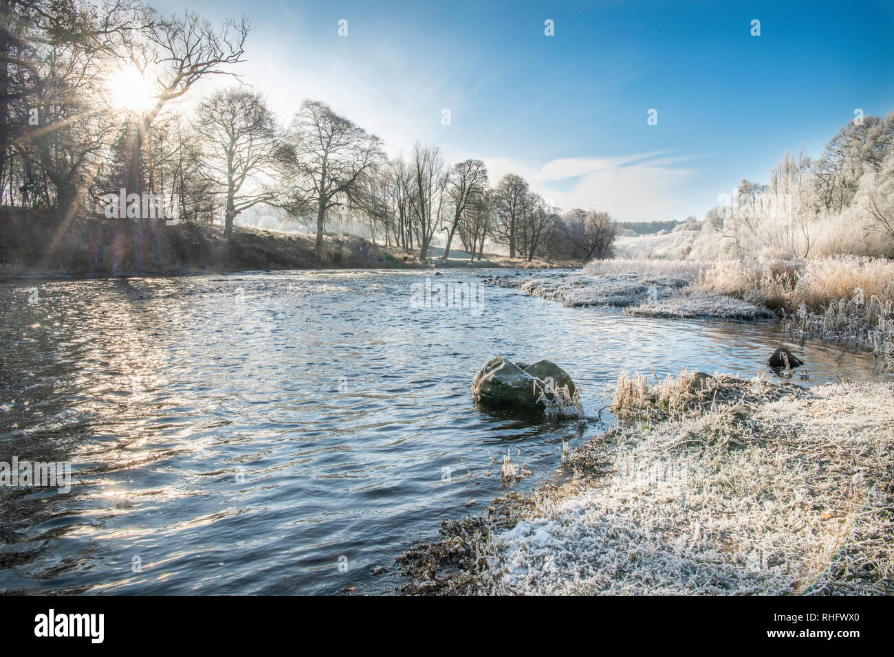 Teviot River on a Frosty Morning Stock Photo - Alamy