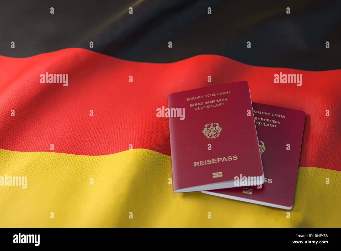 Passport of Germany on the flag of the Germany. Getting a Germnay ...