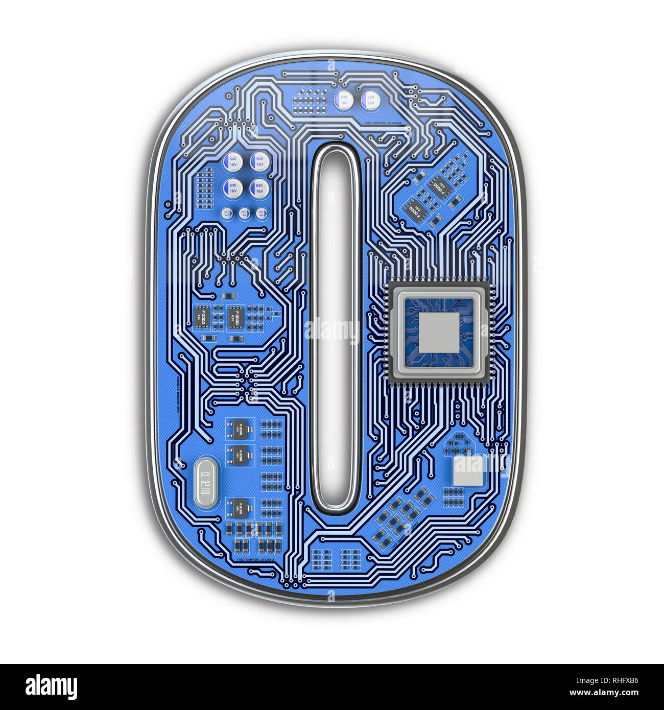 Letter O. Alphabet in circuit board style. Digital hi-tech letter ...