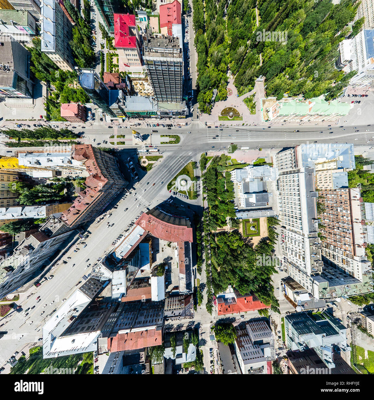 Aerial city view with roads, houses and buildings Stock Photo - Alamy