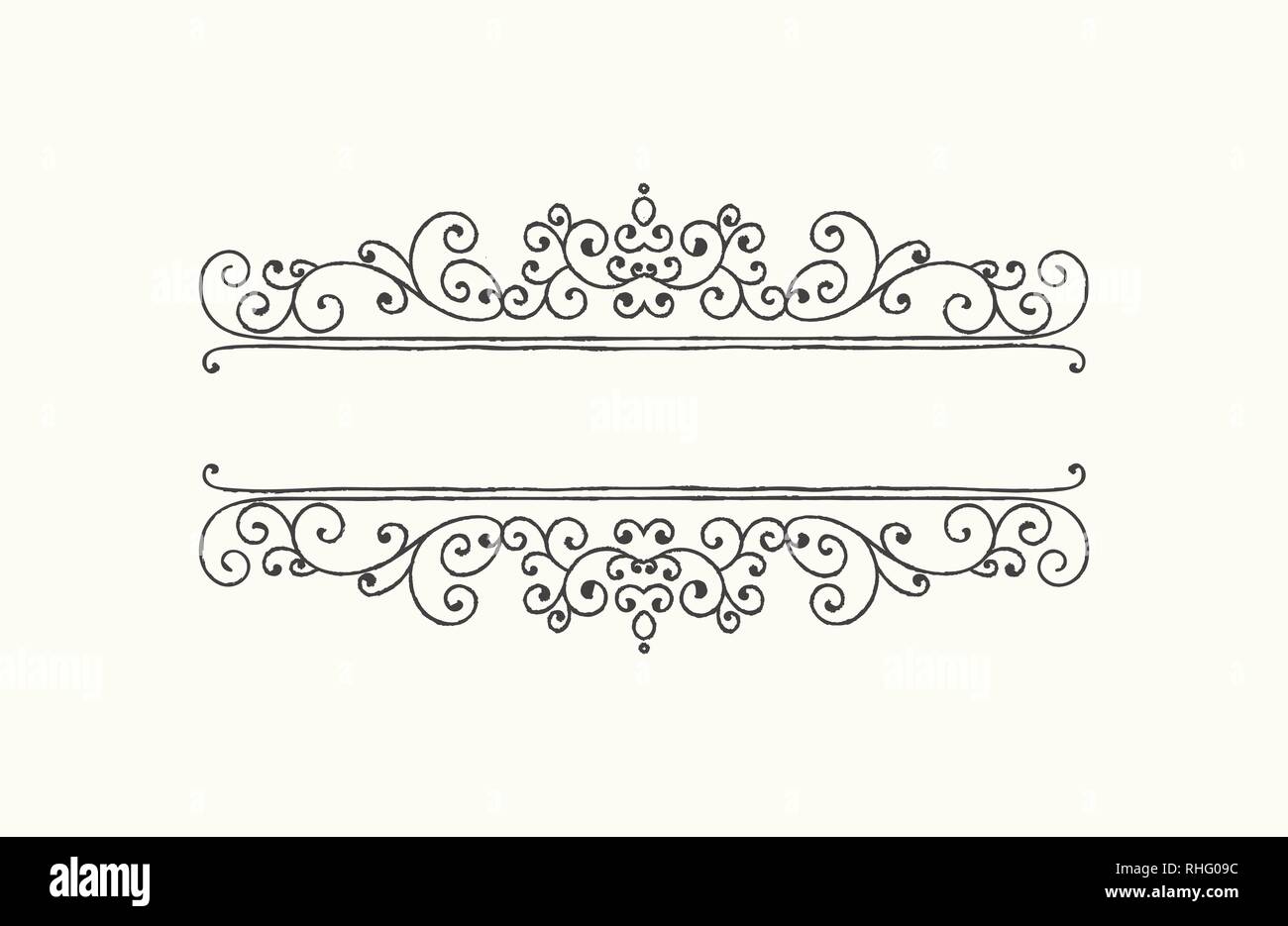Hand drawn decorative border in grunge retro style Stock Vector Image ...