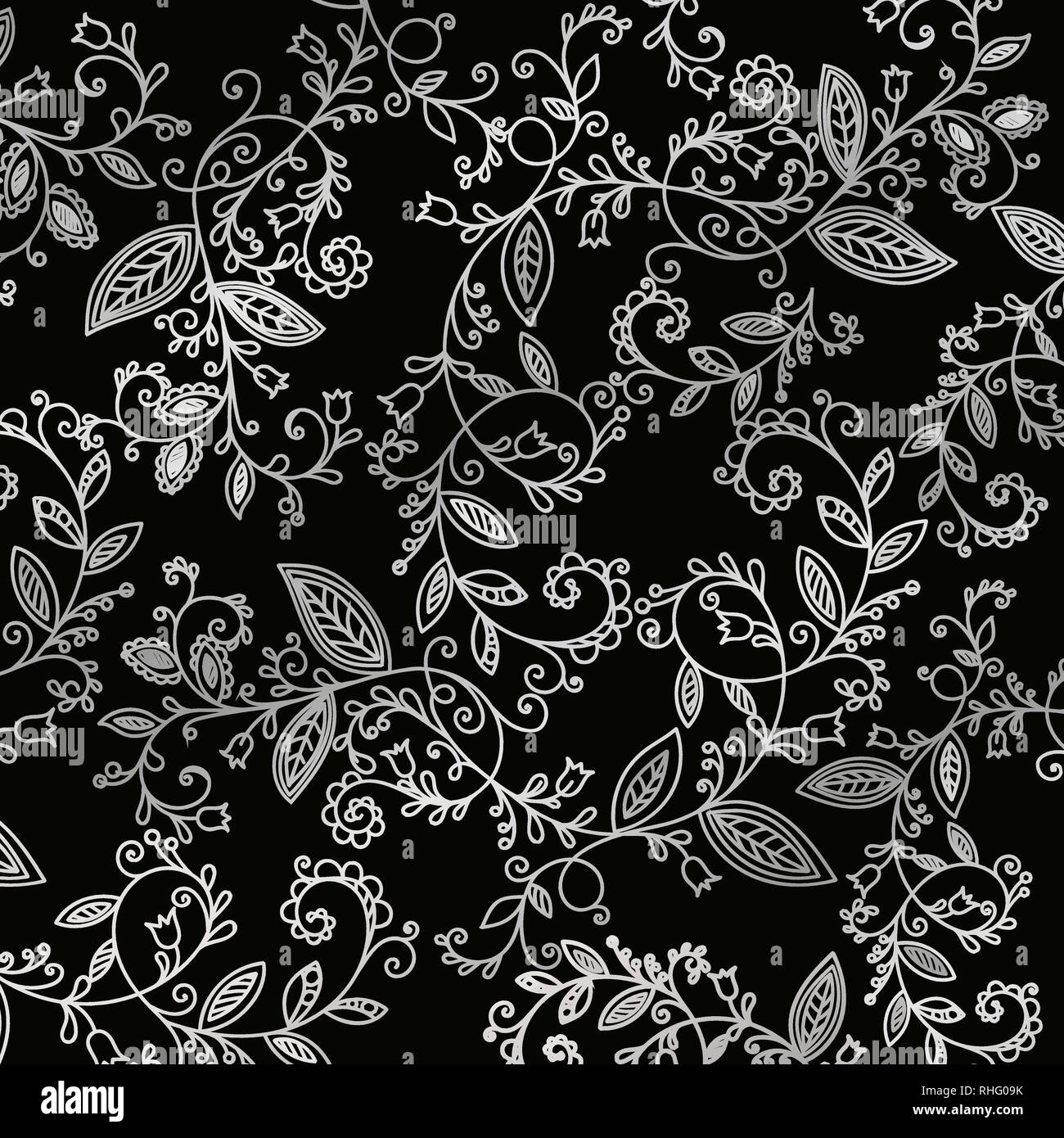 Silver floral wallpaper hi-res stock photography and images - Alamy