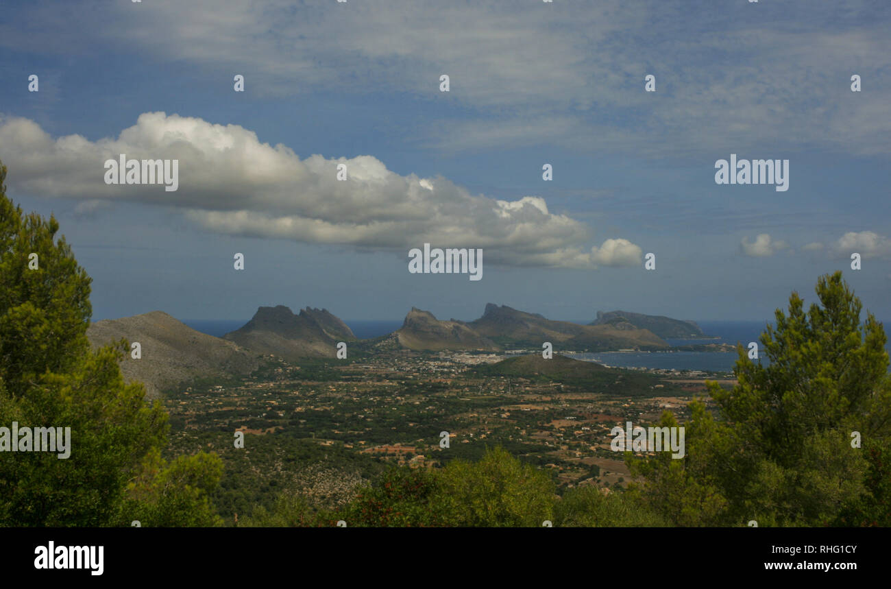 Landscape view towards Puerto Pollensa from the Pollensa sanctuary ...