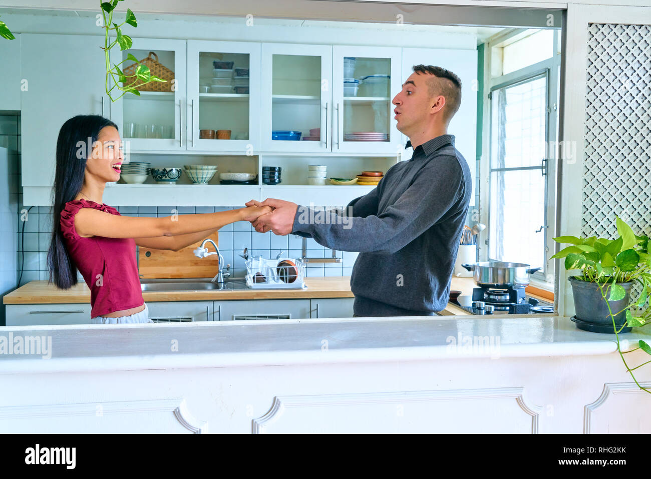 Lovely couple posing - dancing and having a good times Stock Photo - Alamy