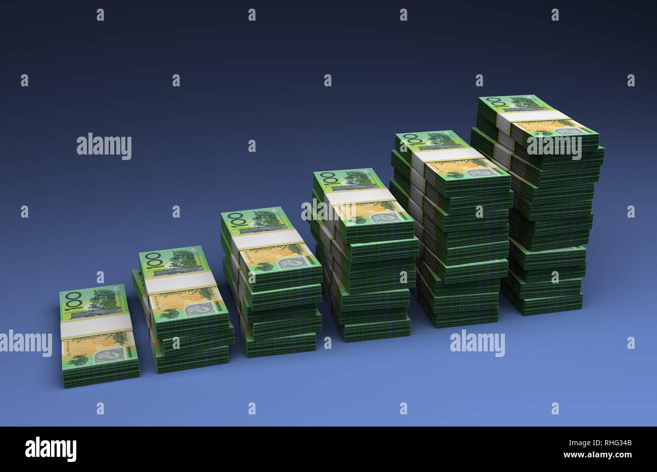 Australian Dollar Bar Graph (On blue background Stock Photo - Alamy