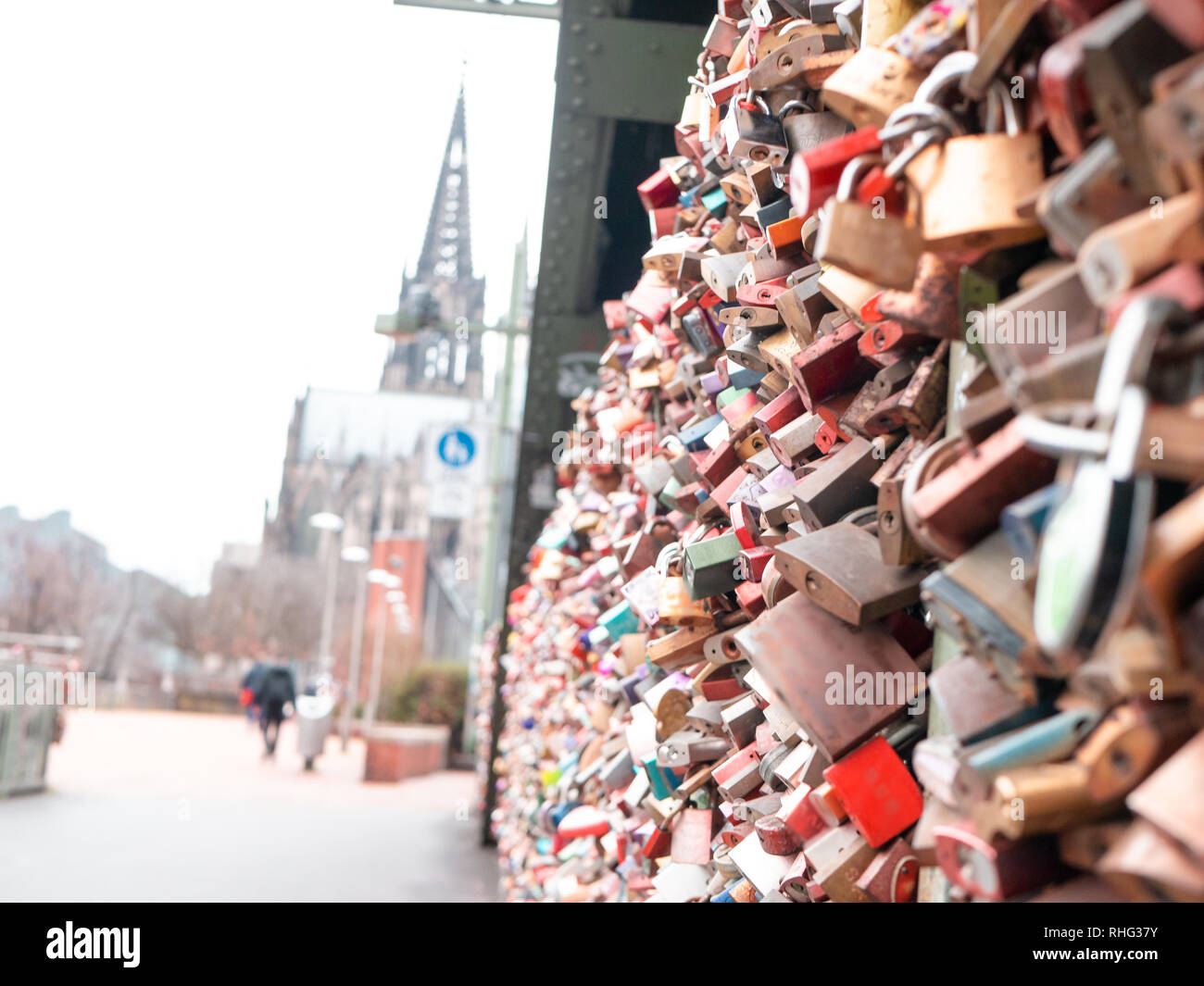 Love locks, placed by couples as symbol for their loce, at Hohenzollern ...