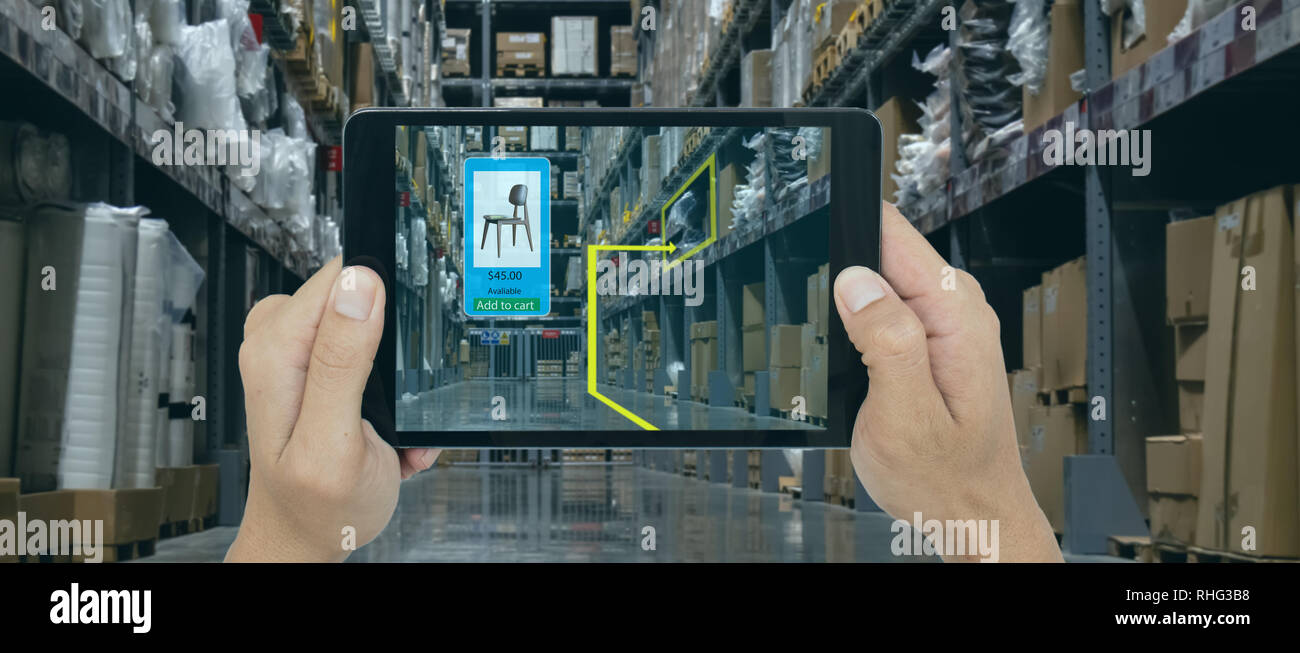 smart retail concept, A customer can check what data of real time ...