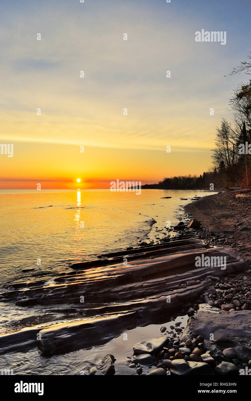 Sunset, Lake Superior, Silver City, Michigan, USA Stock Photo - Alamy
