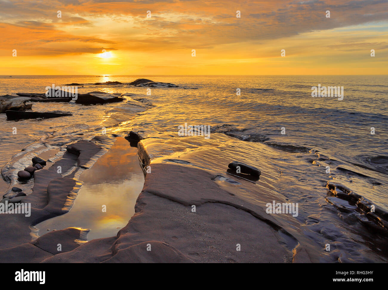 Sunset, Lake Superior, Silver City, Michigan, USA Stock Photo - Alamy