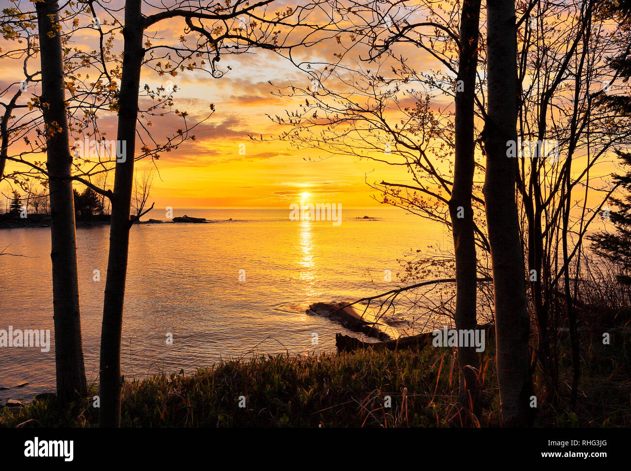 Sunset, Lake Superior, Silver City, Michigan, USA Stock Photo - Alamy