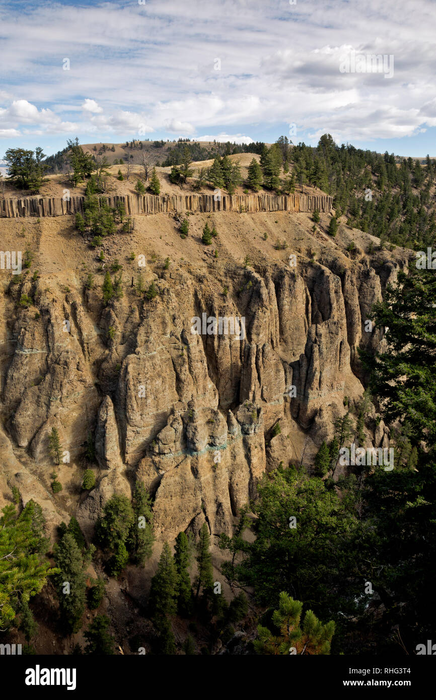 Basaltic columns and spires form the walls of the Canyon of the ...