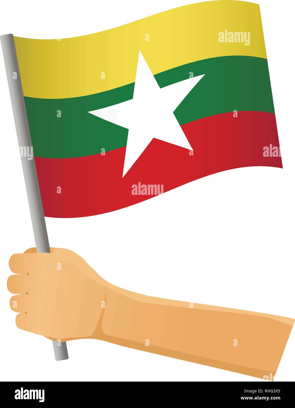 Burma flag in hand. Patriotic background. National flag of Burma vector ...