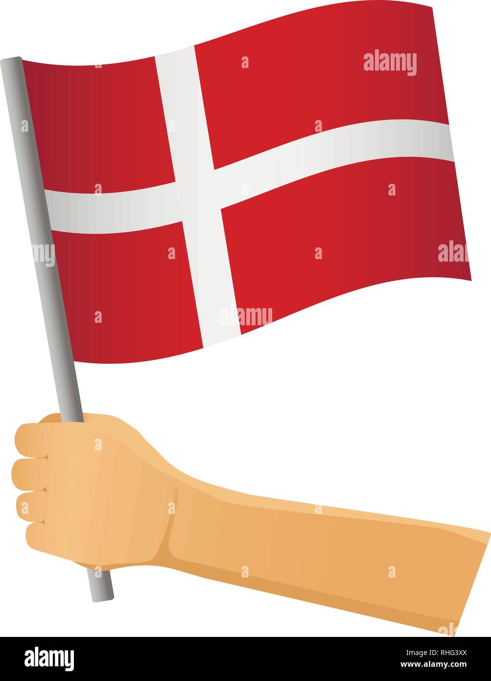 Denmark flag in hand. Patriotic background. National flag of Denmark ...