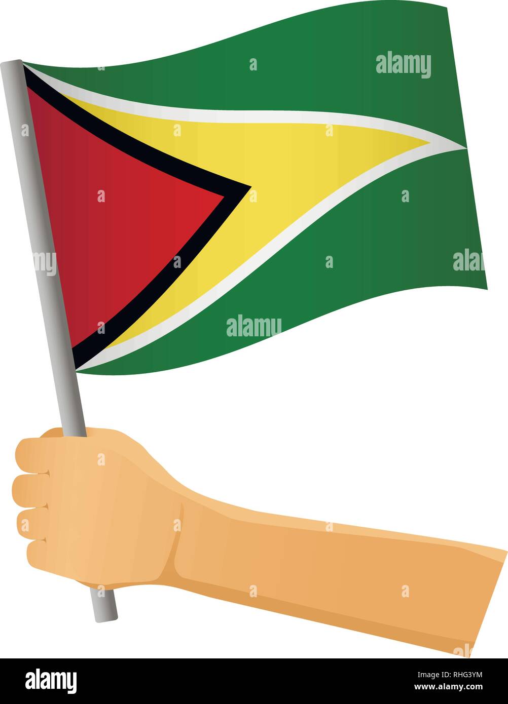 Guyana flag in hand. Patriotic background. National flag of Guyana vector illustration Stock ...