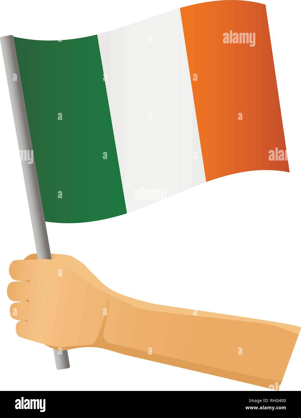Ireland flag in hand. Patriotic background. National flag of Ireland ...