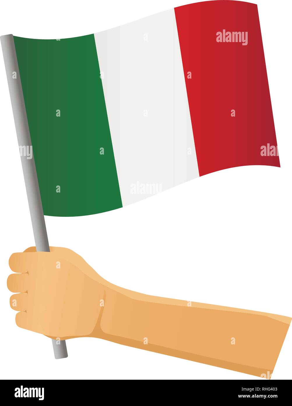 Italy flag in hand. Patriotic background. National flag of Italy vector ...