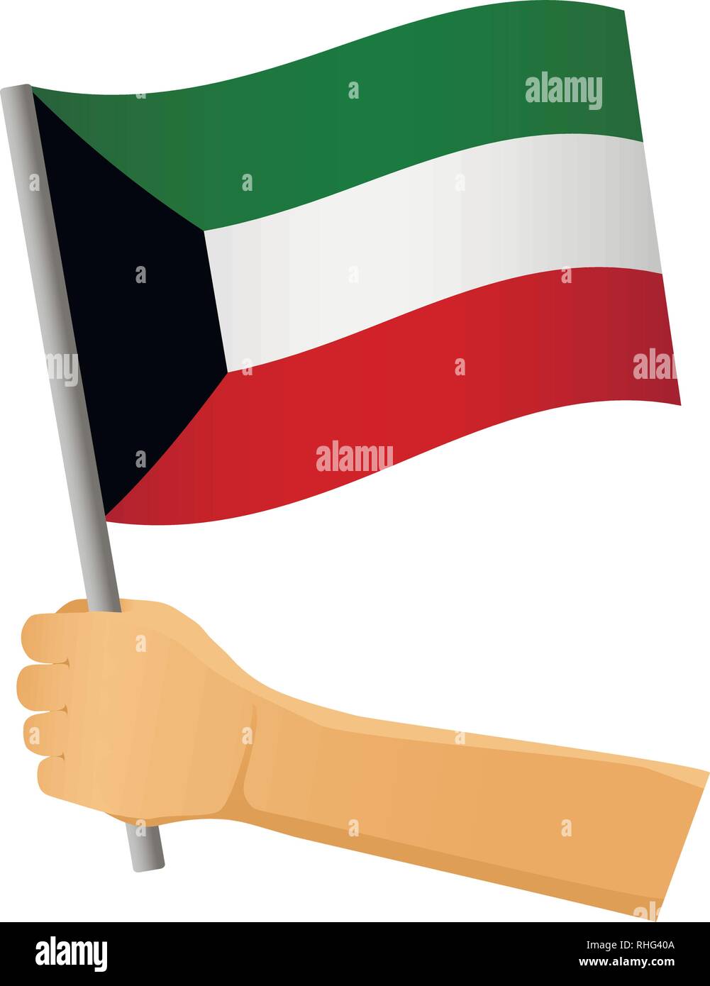 kuwait flag in hand. Patriotic background. National flag of Kuwait ...