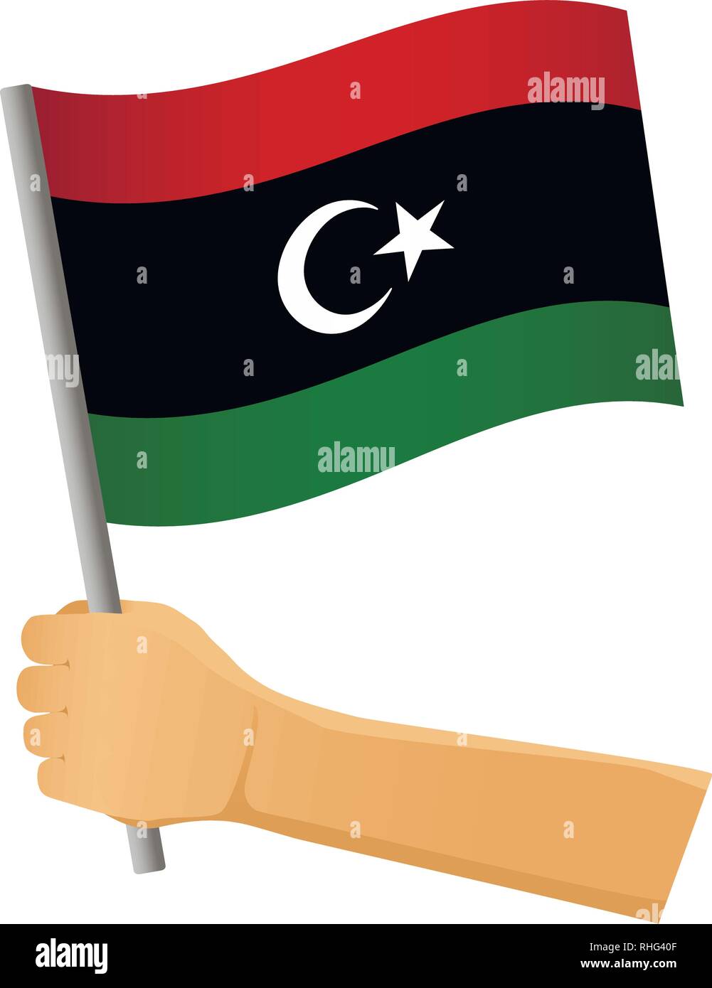 libya flag in hand. Patriotic background. National flag of libya vector ...